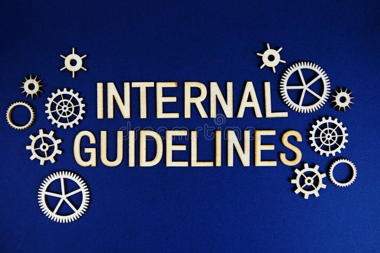 Internal Guidelines Alphabet Letters with Gears Element on Navy Blue ...