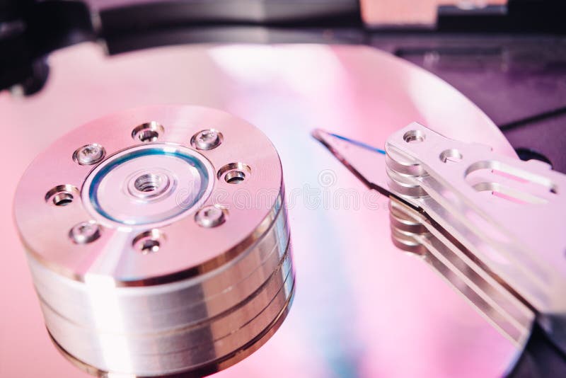 Internal Hard Disk Closeup on Wooden Background Stock Photo - Image of ...