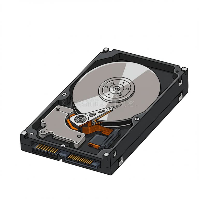 Internal Hard Disk Drive Illustration Showing a Metallic, Circular ...