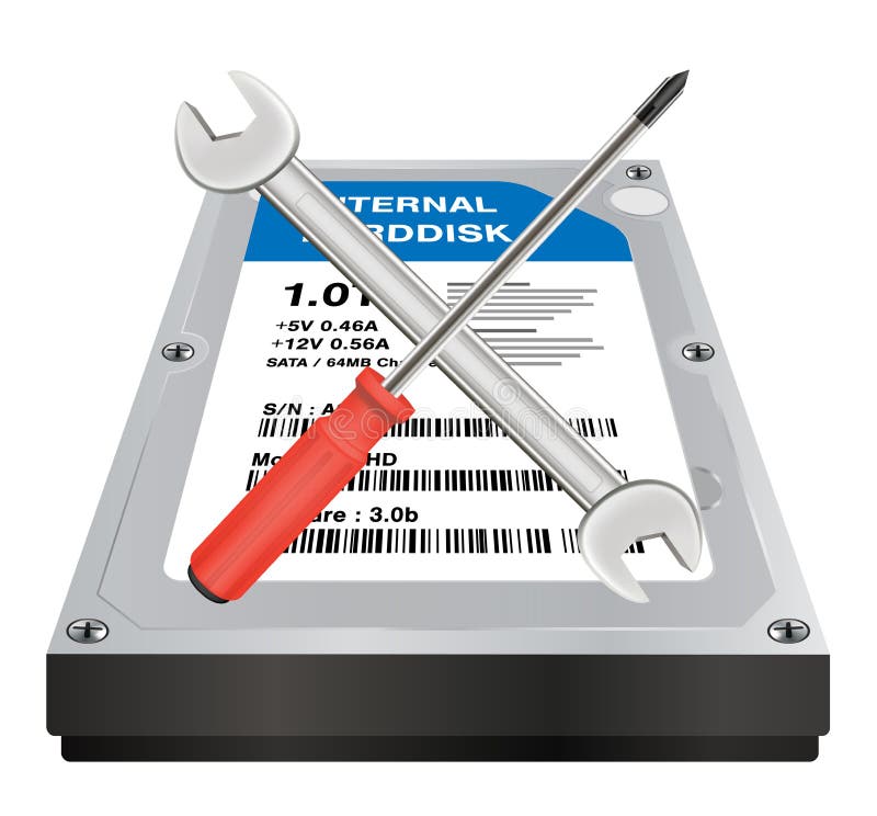 Internal Hard Disk with a Wrench and Screwdriver Repair Logo Stock ...