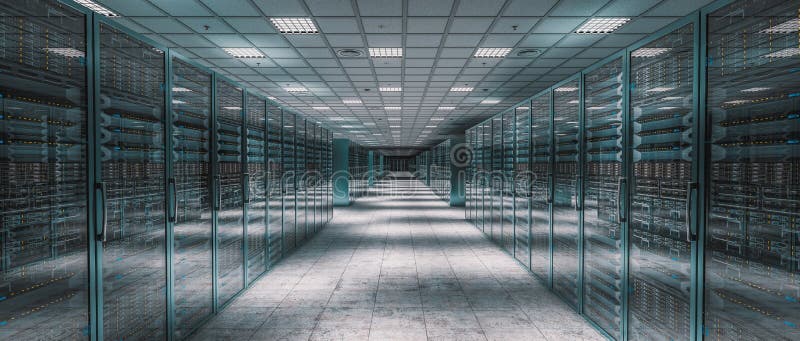 Internal Image of a Server Room Stock Illustration - Illustration of ...