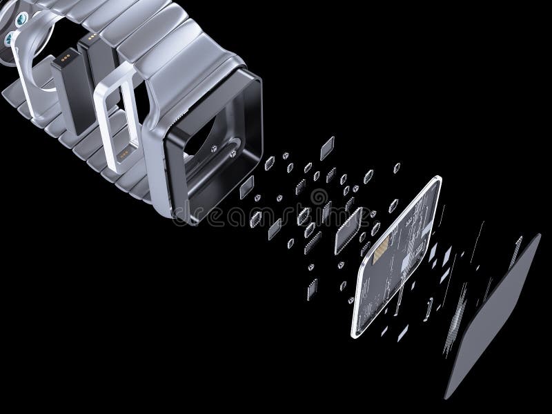 Internal Inside Electronic Smart Watches. 3D Illustration Stock ...