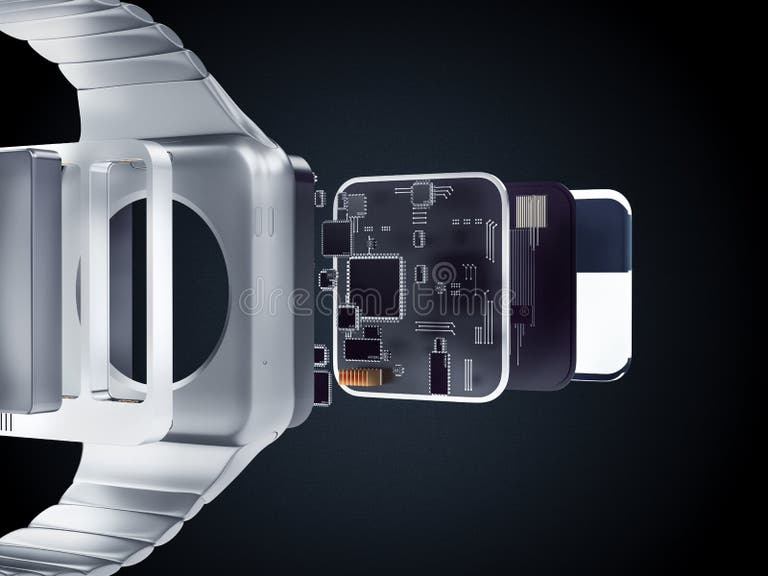 Internal Inside Electronic Smart Watches. 3D Illustration Stock ...