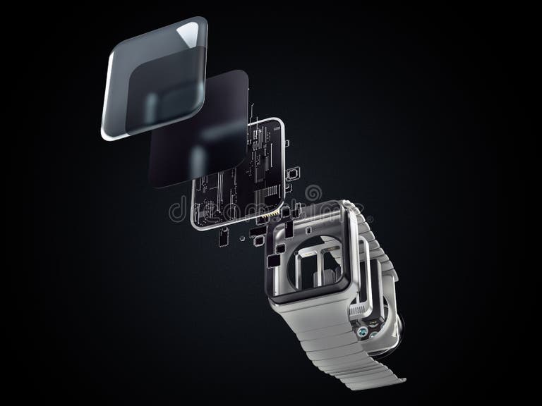 Internal Inside Electronic Smart Watches. 3D Illustration Stock ...