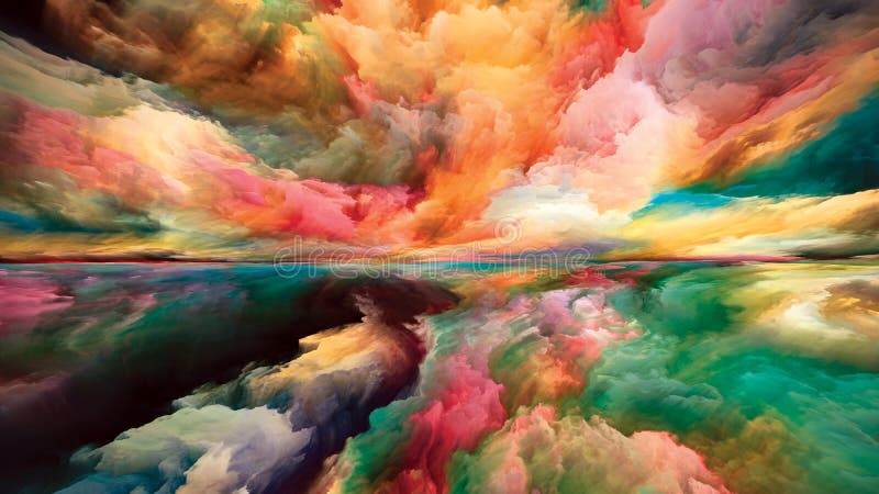 Dance of Land and Sky stock illustration. Illustration of mindscape ...