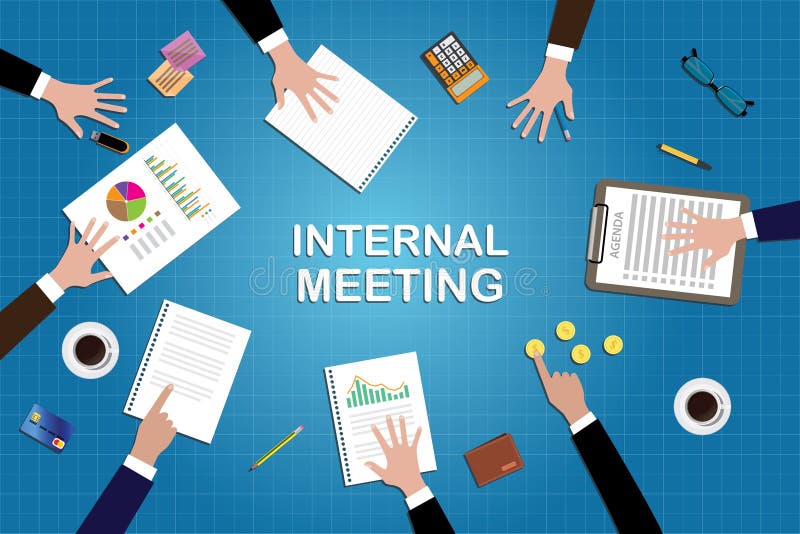 Internal Meeting Concept Work in Desk with Graph Document Stock Vector ...