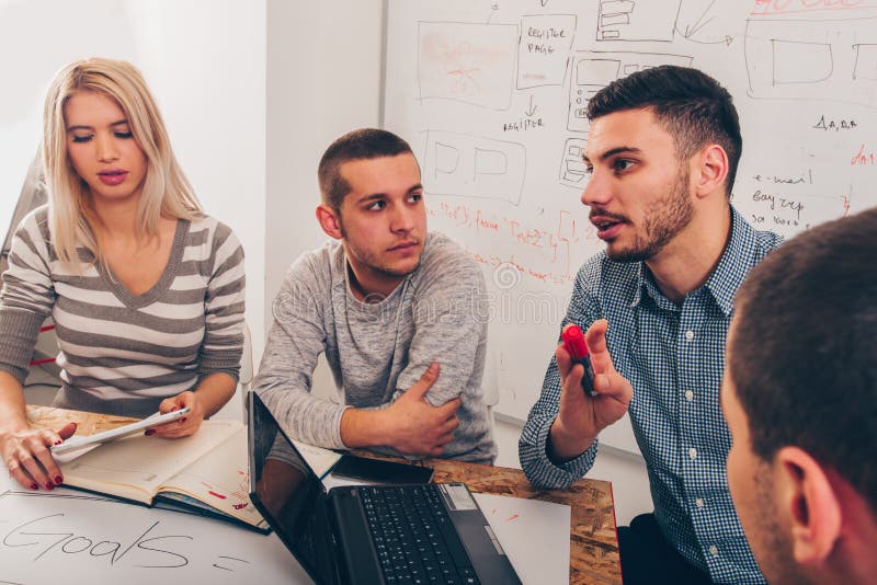 Internal Meeting in the Office Stock Photo - Image of discussion, book ...