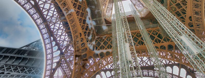 Internal Metallic Structure of Eiffel Tower in Paris - France Stock ...