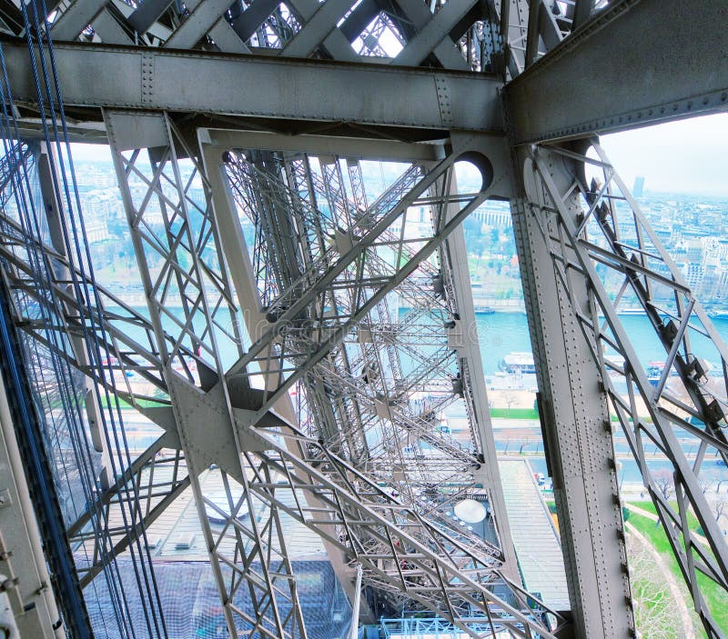 Internal Metallic Structure of Eiffel Tower in Paris - France Stock ...