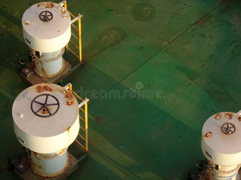 Industrial Equipment on the Deck of a Ship in the Sea. Stock Image ...