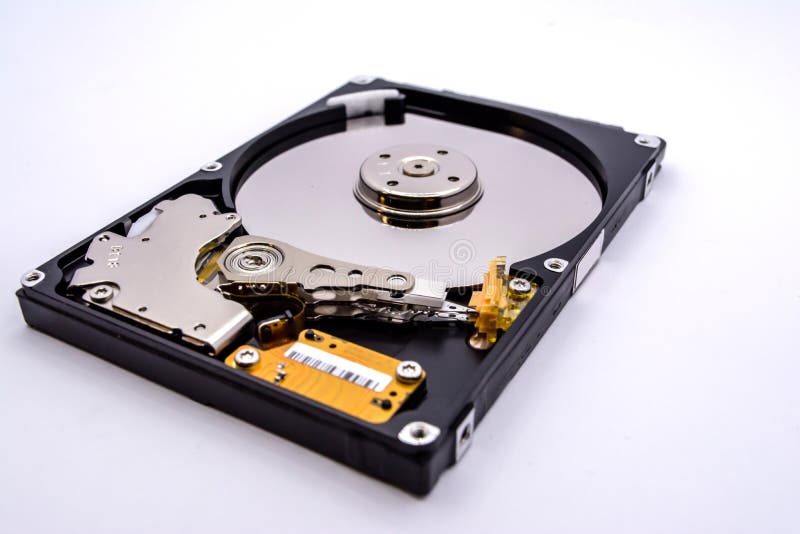Internal Parts of a Hard Disk Isolated on a White Background. Close Up ...