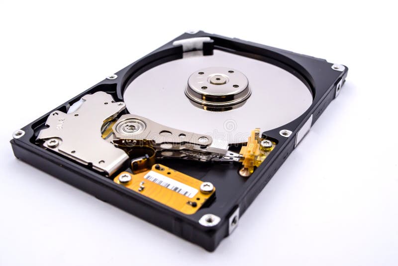 Internal Parts of a Hard Disk Isolated on a White Background. Close Up ...