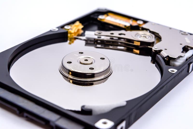 Internal Parts of a Hard Disk Isolated on a White Background. Close Up ...