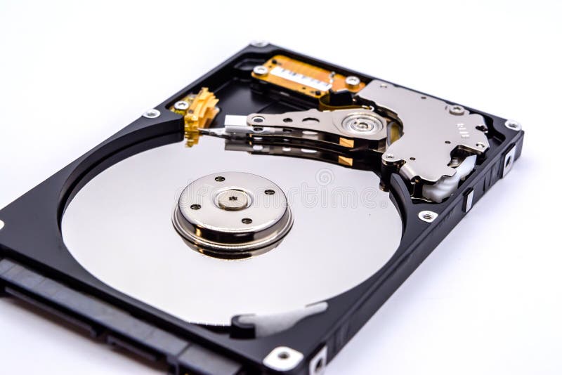 Internal Parts Of A Hard Disk Isolated On A White Background. Close Up ...