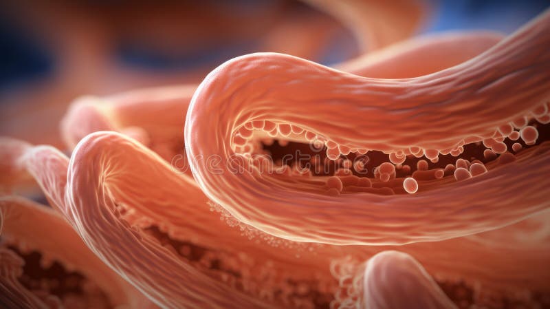 Internal Perspective of a Tapeworm within a Host Body. Visualization of ...