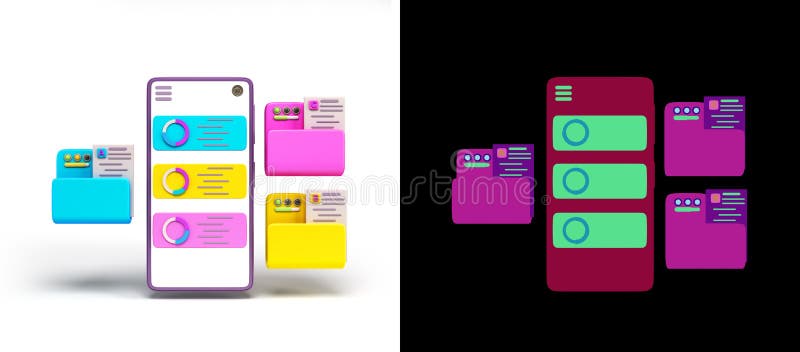 Internal Storage Concept Smartphone with File Folders on Screen 3d ...