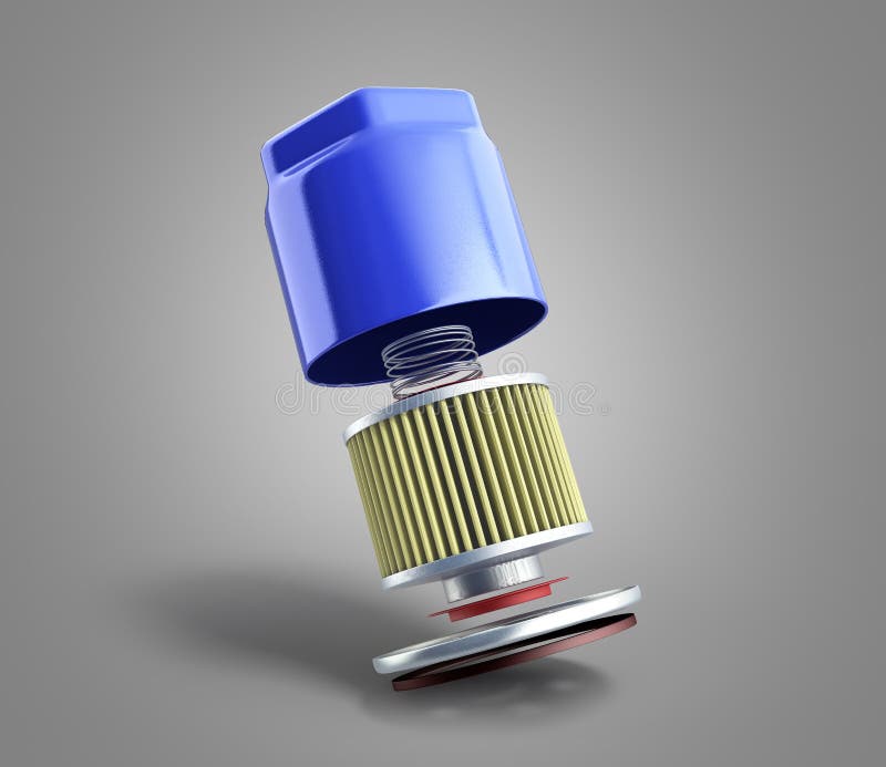 Internal Structure of Automobile Oil Filter 3d Render on Grey Stock ...