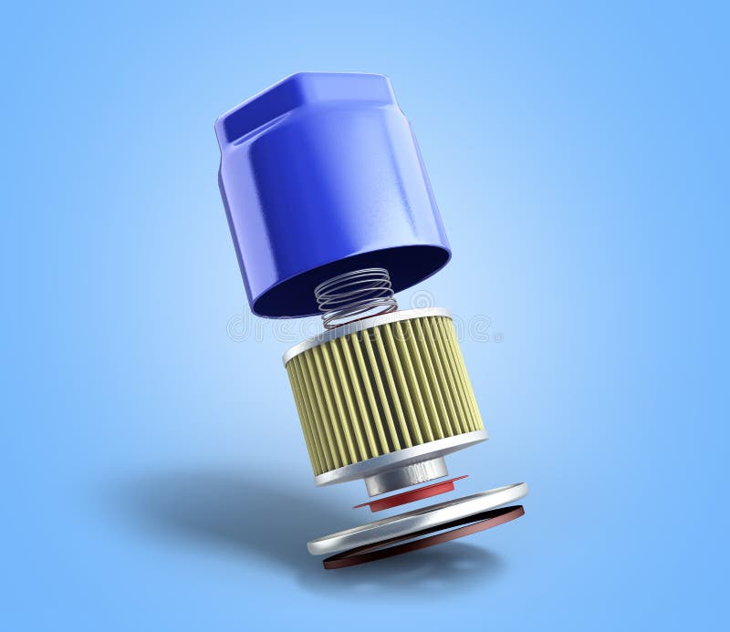 Internal Structure of Automobile Oil Filter 3d Render on Blue Stock ...