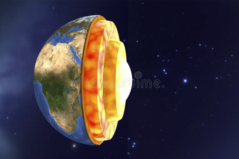 Structure of the Earth, 3D Illustration Stock Illustration ...