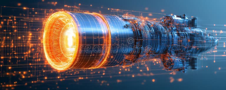 Internal Structure of Futuristic Engine is Showcased with Glowing ...