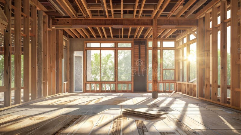 Internal Structure of a Wooden House Construction Project Stock Image ...