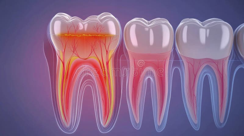 Internal Tooth Structure with Inflammation 3D Medical Illustration ...