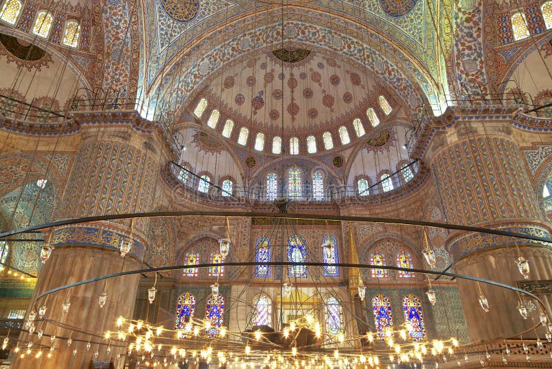Internal View of Blue Mosque Editorial Stock Photo - Image of ceiling ...