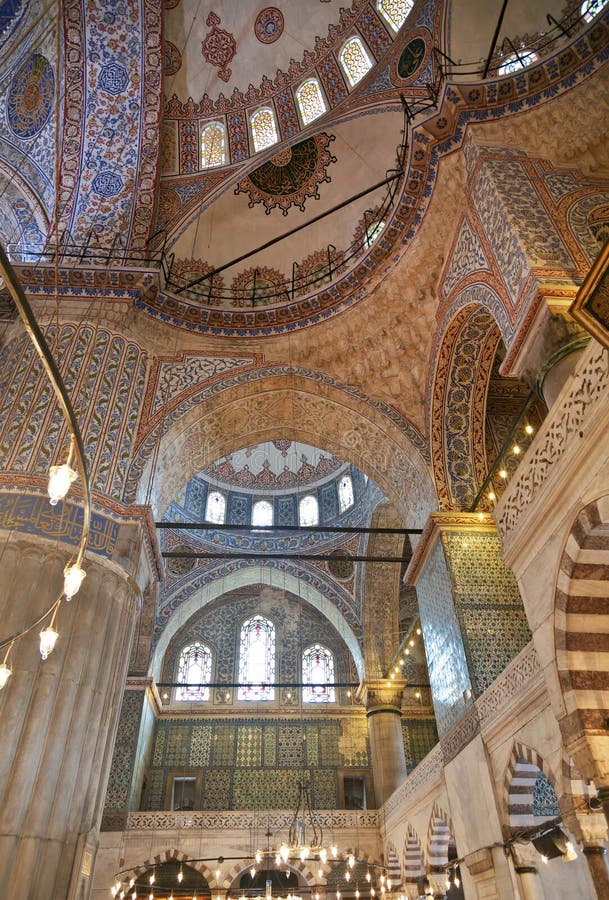 Internal View of Blue Mosque, Sultanahmet Stock Image - Image of tiles ...
