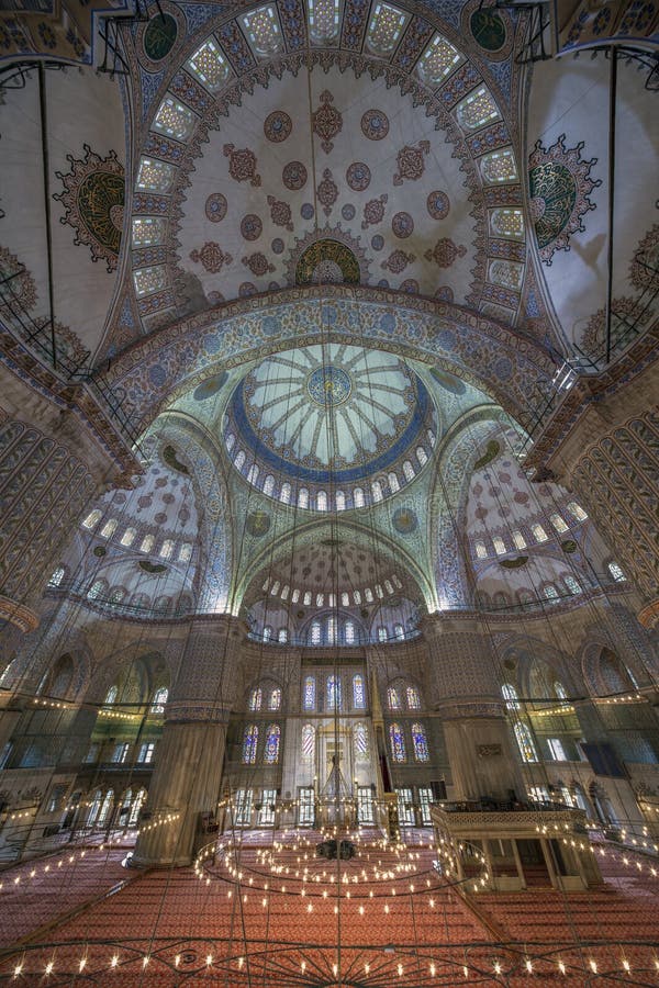 Internal View of Blue Mosque, Sultanahmet, Istanbul Stock Image - Image ...
