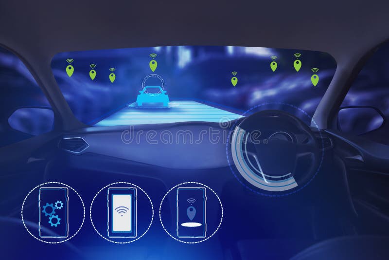 Internal View, Display Screen and Automatic Self Driving .Electric ...