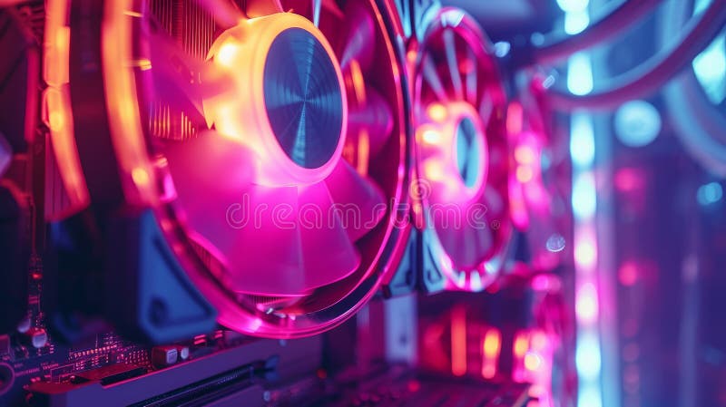 Internal View of a Lit Gaming PC Setup. Stock Image - Image of cooling ...