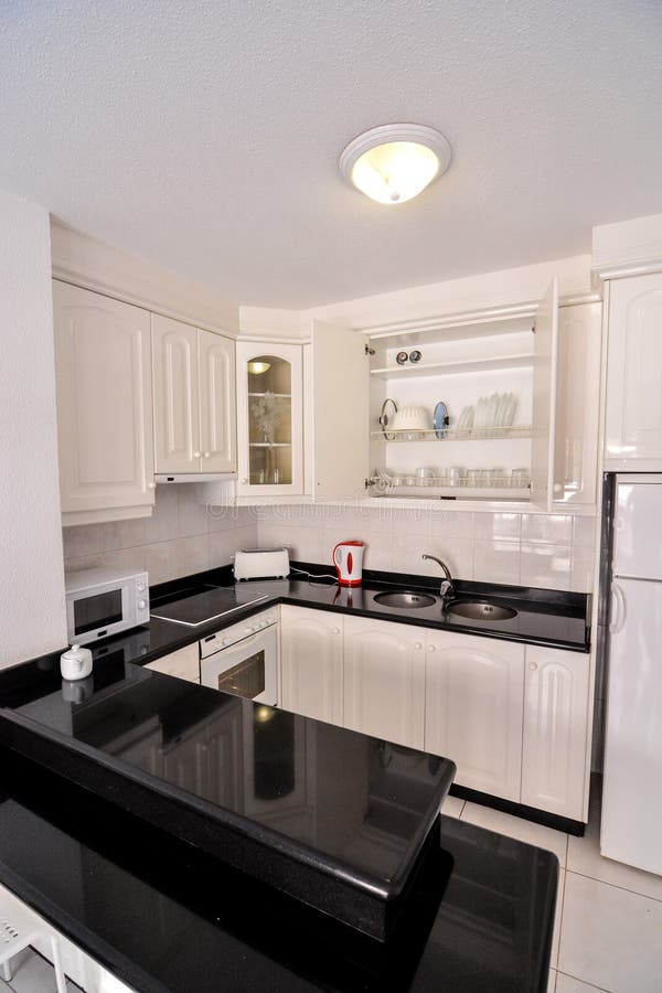 Internal View of a Modern Kitchen Stock Image - Image of domestic ...