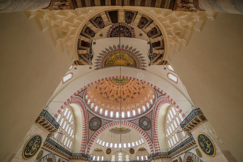 Internal View of Suleymaniye Mosque, Istanbul Stock Image - Image of ...