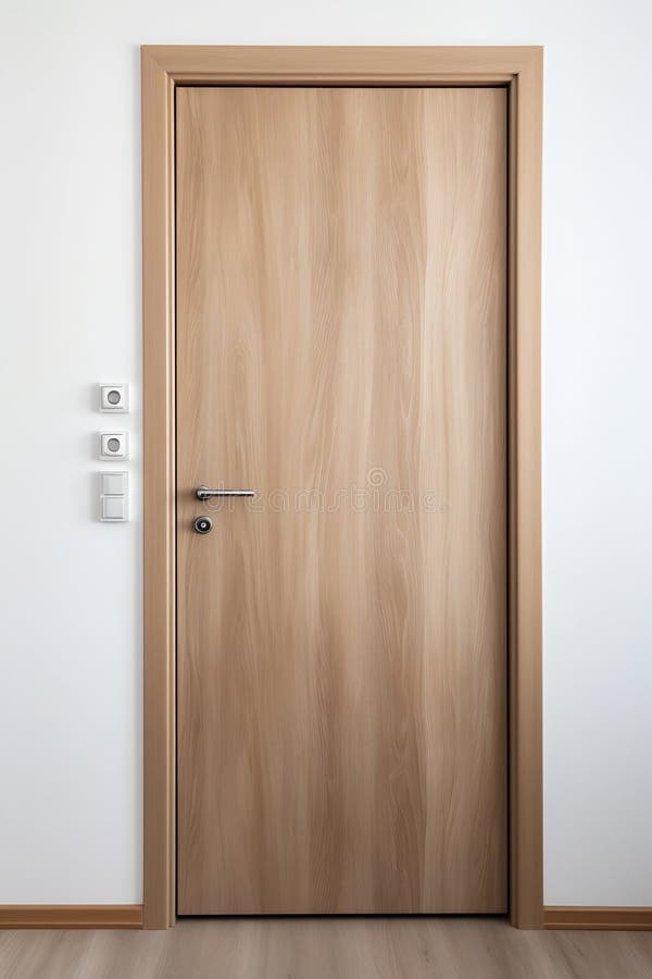 Internal Wood Door in Light Oak with Wood Frame. Generative Ai Stock ...
