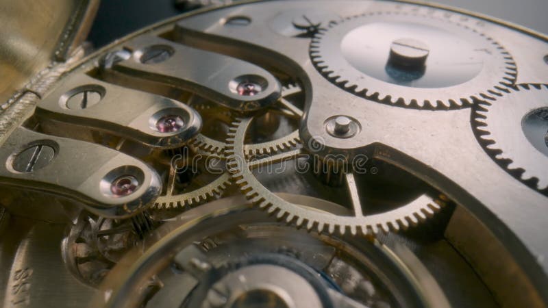 Internal Working Mechanism of an Antique Pocket Watch. Reverse Side of ...