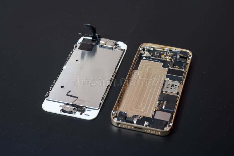 The Internals and Components of a Disassembled Smartphone Stock Photo ...
