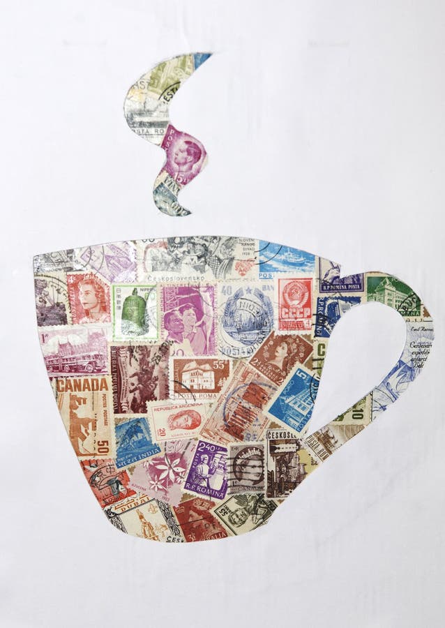 Internation Stamps in the Shape of Coffee Cup Editorial Stock Image ...