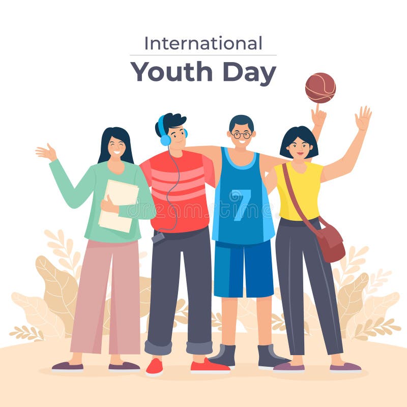 International Age Group Day Hand Drawn Flat Vector Illustration. Stock ...