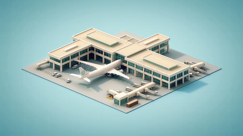 International Airport. 3D Illustration Isometric Stock Illustration ...