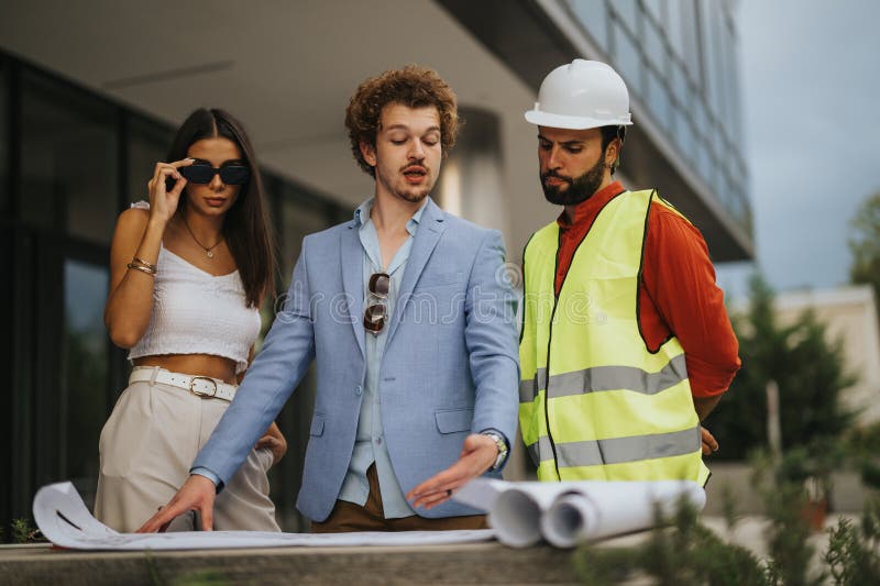 International Architectural Team Collaborating on Construction Project ...