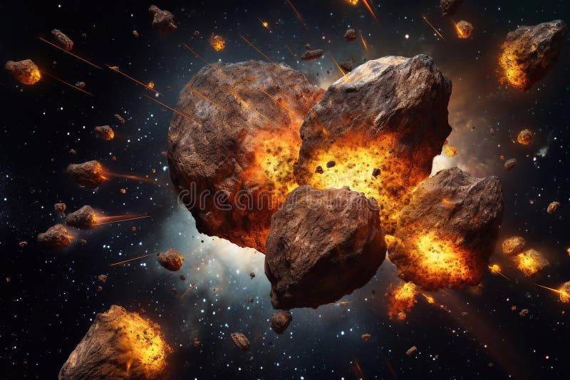 International Asteroid Day.Asteroid in Outer Space Stock Illustration ...