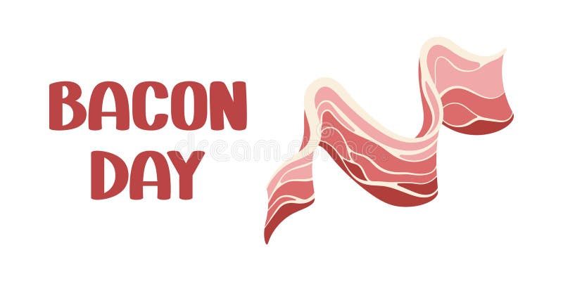 International Bacon Day. Hand Drawn Flat Vector Banner Isolated Stock ...