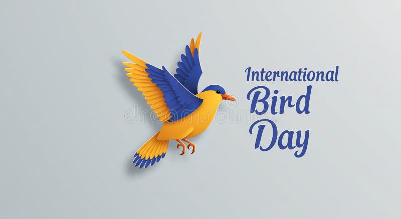 International Bird Day Celebration with Colorful Paper Art Bird in ...