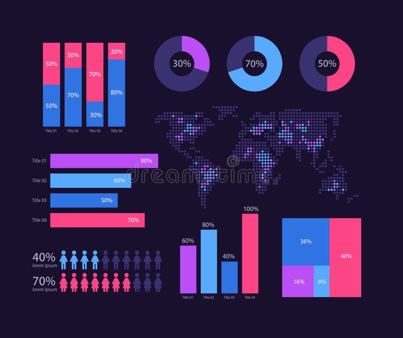 International Business Analytics Infographic Template Set for Dark ...