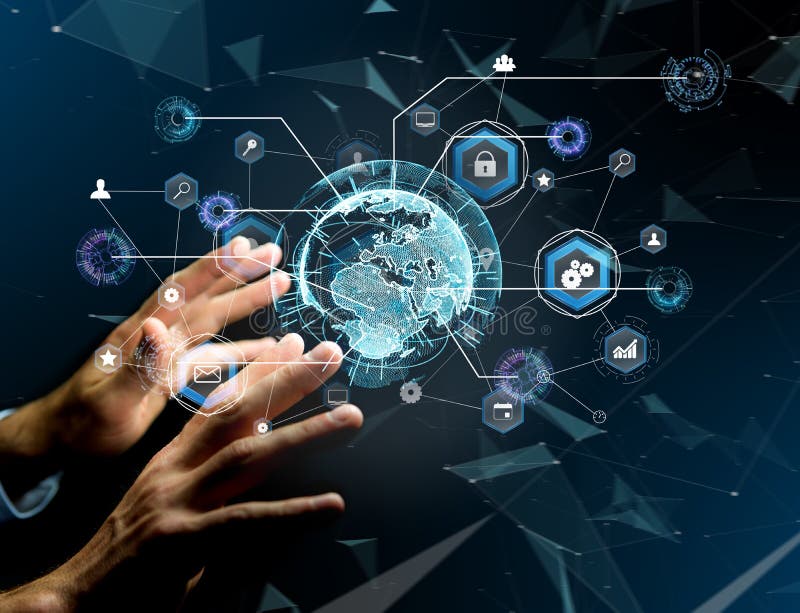 International Business Network Connection Displayed on a Futuristic ...