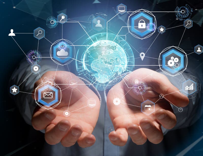 International Business Network Connection Displayed on a Futuristic ...
