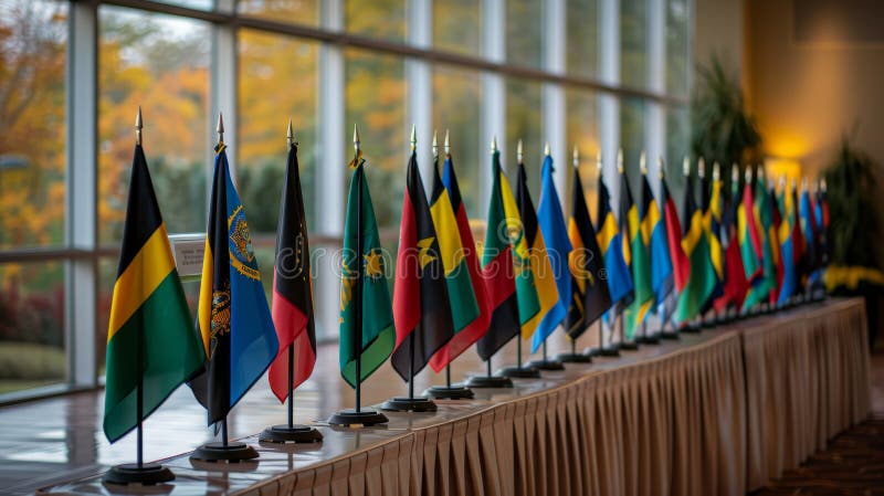 International Business Symbolism Array of Various Nation Flags ...
