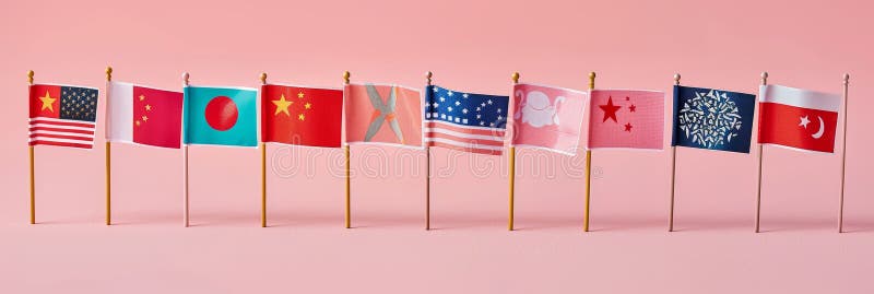 International Business Symbolized Array of Various Nation Flags ...
