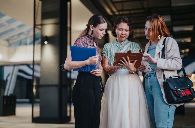 International Business Team Collaborating in Urban City Environment ...