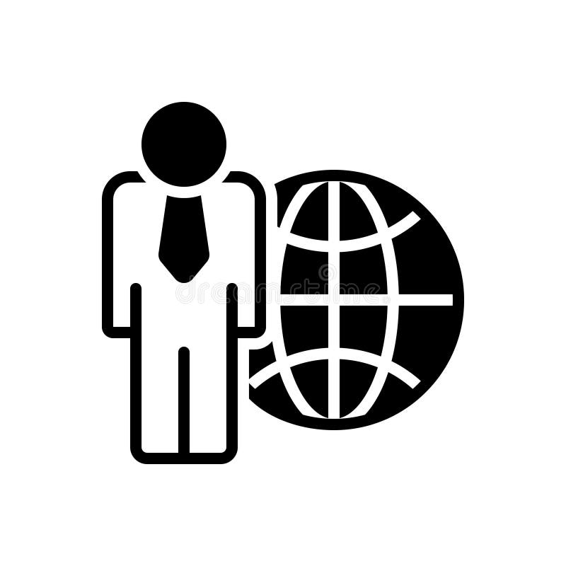 Black Solid Icon for International Businessman, International and ...